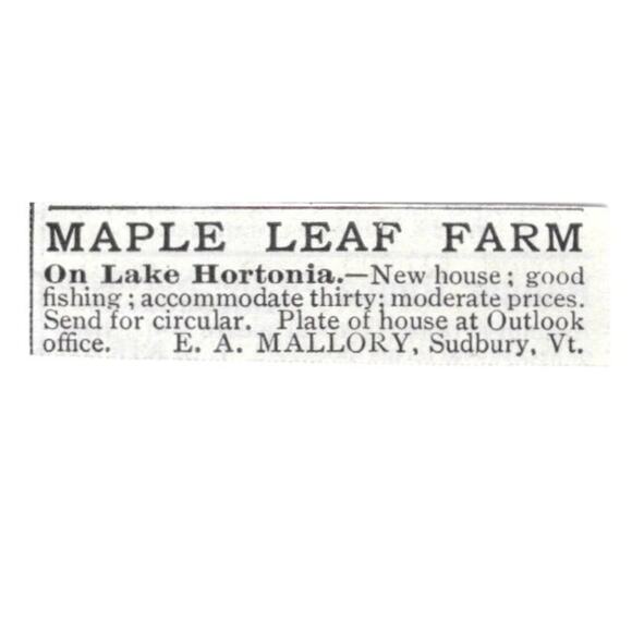 None | Other | Maple Leaf Farm On Lake Hortonia Ea Mallory Sudbury Vt ...